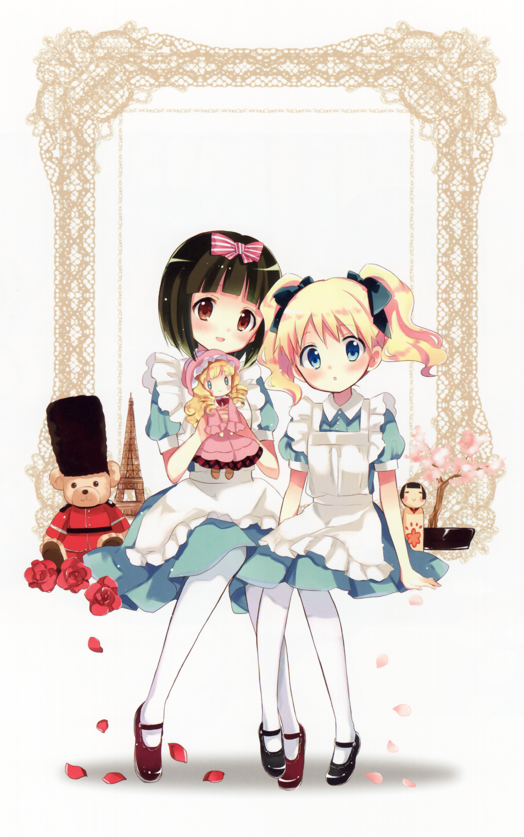Safebooru - 2girls absurdres alice cartelet black footwear blonde hair blue bow blue eyes blush ...